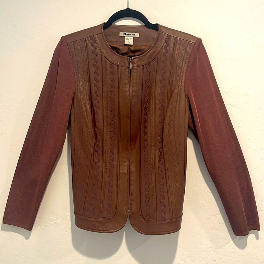 *Rare* Stunning Real Leather & Fabric Jacket With Rib… - Gem